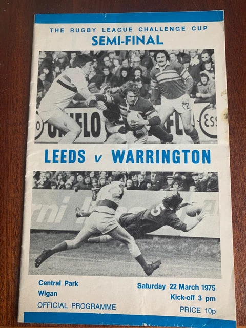LEEDS V WARRINGTON challenge cup semi final rugby league programme 1975 ...