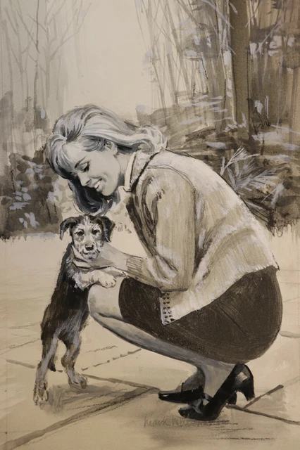 1967 DESSIN ORIGINAL Mark Miller Aquarelle Gouache Roman-Photo Painting ...