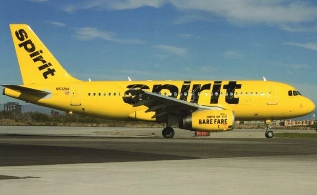 SPIRIT AIRLINES AIRBUS A319 N502NK @ Los Angeles LAX 2015 - postcard $7 ...