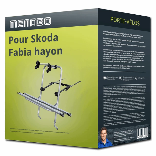 PORTE-VÉLO MENABO LOGIC 2 pour Skoda Fabia hayon III type NJ3 2 vélos ...