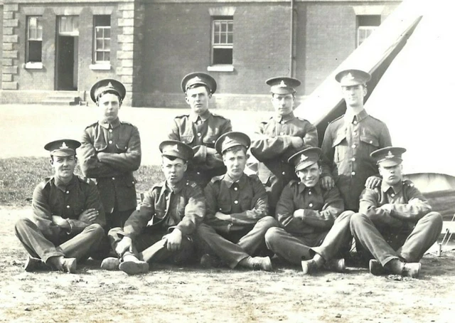 WW1 MILITARY PHOTO Postcard Young Royal Artillery Soldiers Outside Tent ...