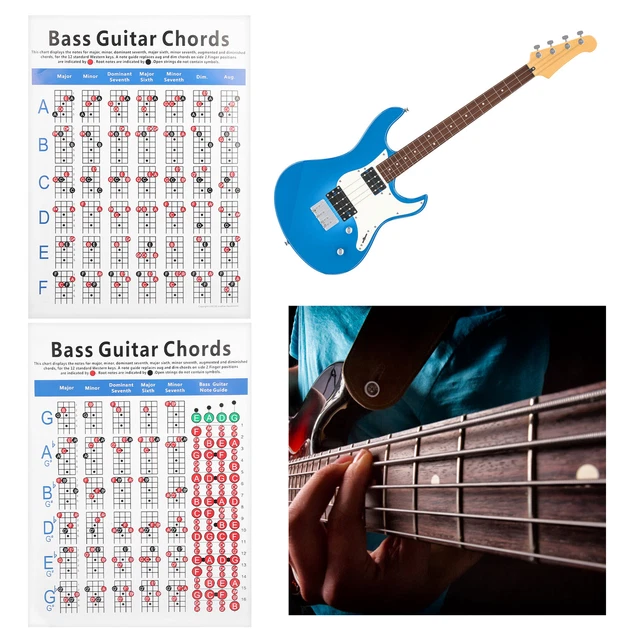 4 STRINGS GUITAR Chords Chart Guitar Note Chart for Electric Guitar ...
