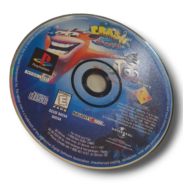 CRASH BANDICOOT 3 Warped Black Label PS1 PlayStation Disc Only Tested ...