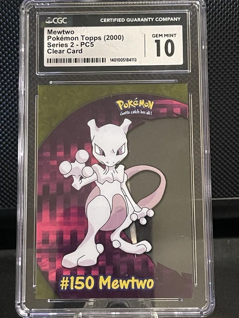 CGC 10 GEM MINT Pokemon Mewtwo Topps Clear Card PC5 2000 TV Animation ...