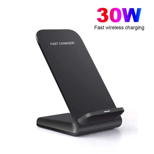 30W FAST WIRELESS Charger Stand Dock For Apple iPhone Samsung Android ...