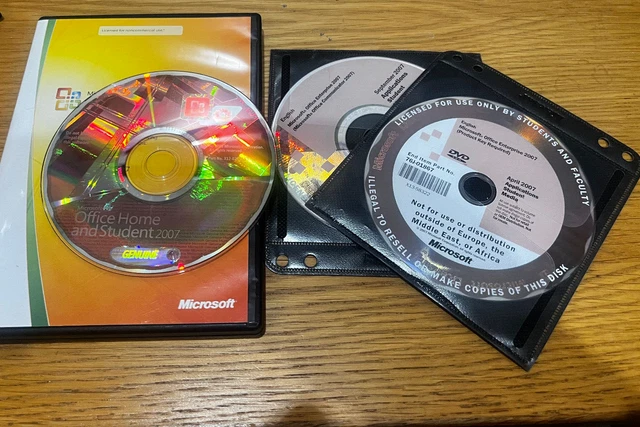 MICROSOFT OFFICE 2007 Home and Student DVDs x2 with product Keys £4.99 ...
