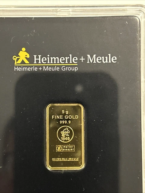 GOLDBARREN 5 GRAMM 999.9 Gold Heimerle + Meule original geblistert EUR ...