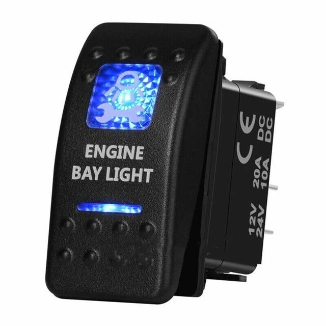 12V 20A BAR ARB Carling Rocker Toggle Switch Blue Car Boat Engine Bay ...