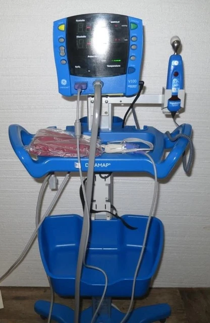 GE DINAMAP CARESCAPE V100 Vital Signs Monitor NIBP SpO2 Temp Rolling ...