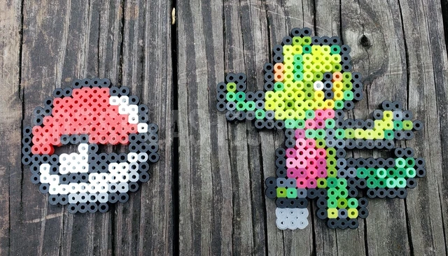 TREECKO CON SUPPORTO Pokéball Pokémon Pixel Art Perler Art EUR 13,59 ...