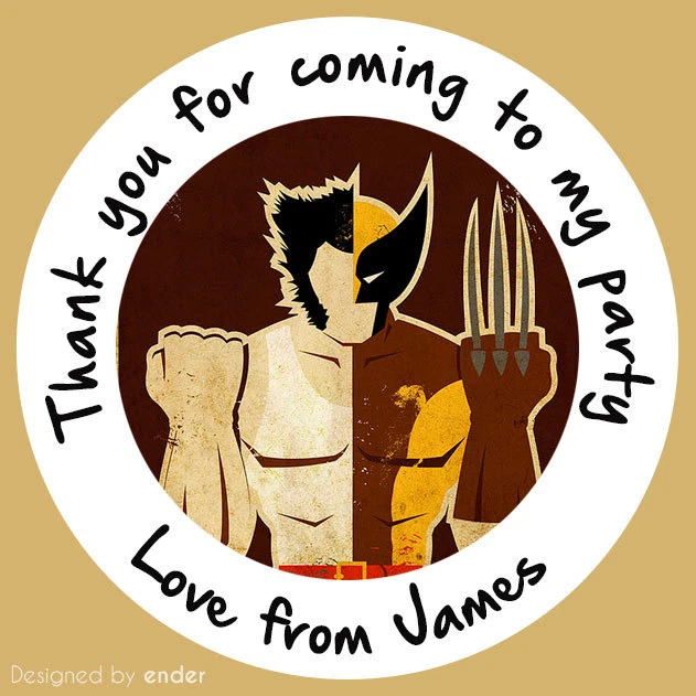 RETRO WOLVERINE BIRTHDAY Party Stickers X Men Personalised Thank You ...