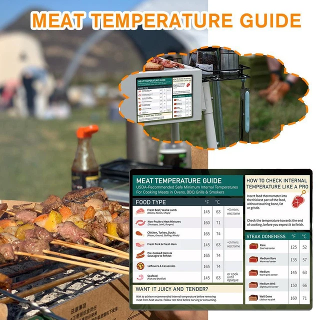 MEAT TEMPERATURE CHART Magnet Cooking Grill Guide Meat BBQ, Chart ...