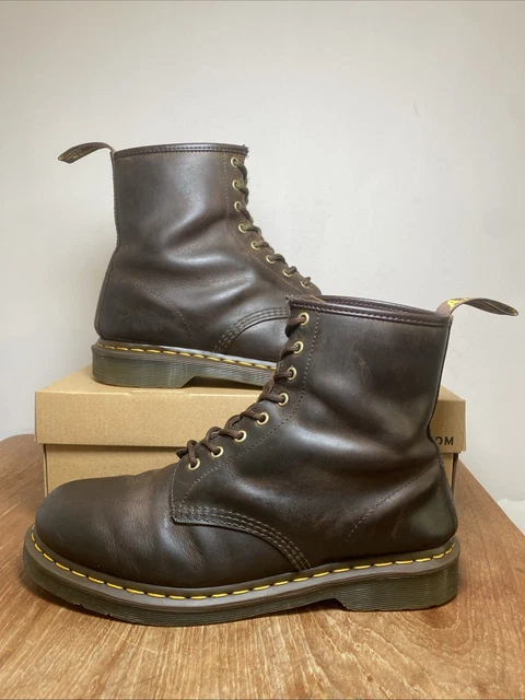 DR MARTENS DOCS 1460 Dark Brown Crazy Horse Gaucho Leather Boots UK 11 ...
