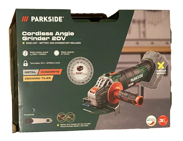 PARKSIDE CORDLESS ANGLE Grinder 20v Bare unit £47.95 - PicClick UK