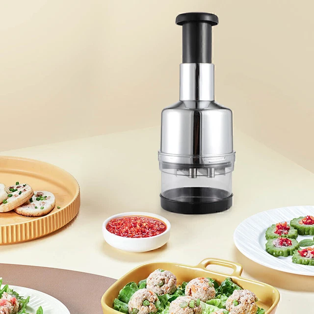 NEW MANUAL HAND Press Garlic Onion Vegetable Food Chopper Cutter ...
