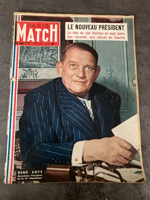 PARIS MATCH N° 432 - Le Président René Coty en Alsace / Décès de l'Aga ...
