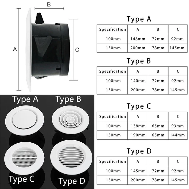ROUND DUCTING VENTILATION Grilles Extract Valve Grille Vents Cover Air ...
