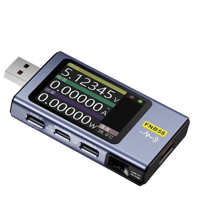 USB VOLTAGE CURRENT Meter Voltmeter Ammeter Type-C Fast Charge Tester ...