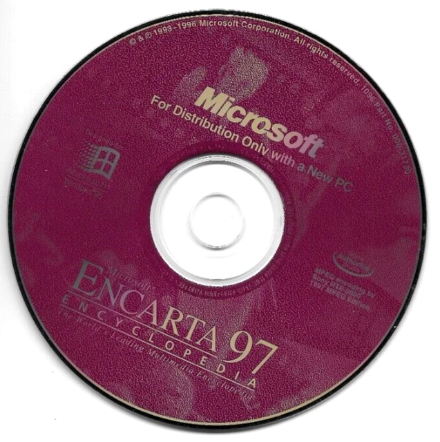 VINTAGE MICROSOFT ENCARTA Encyclopedia 97 For Old Windows 1997 31730 $8 ...