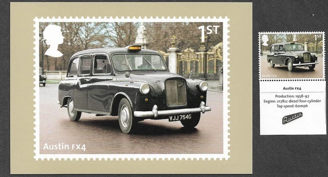BLACK CAB TAXI Classic Cars Ist Class Stamp And Royal Mail Postcard ...