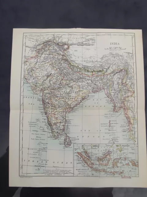 ORIGINAL VINTAGE MAP - India - Circa 1906 10 ORIGINAL VINTAGE MAP - India - Circa 1906 10