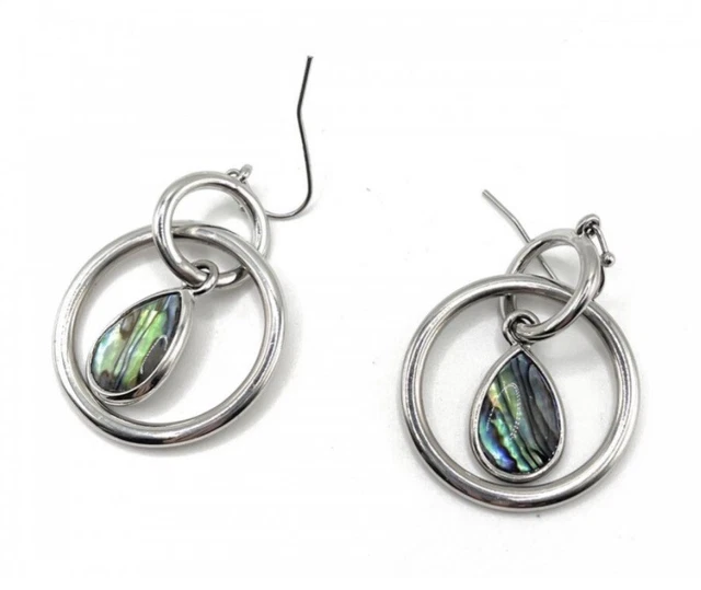 BOUCLES D'OREILLES ANGULAIRES véritable pierre centrale ormeau Lia ...