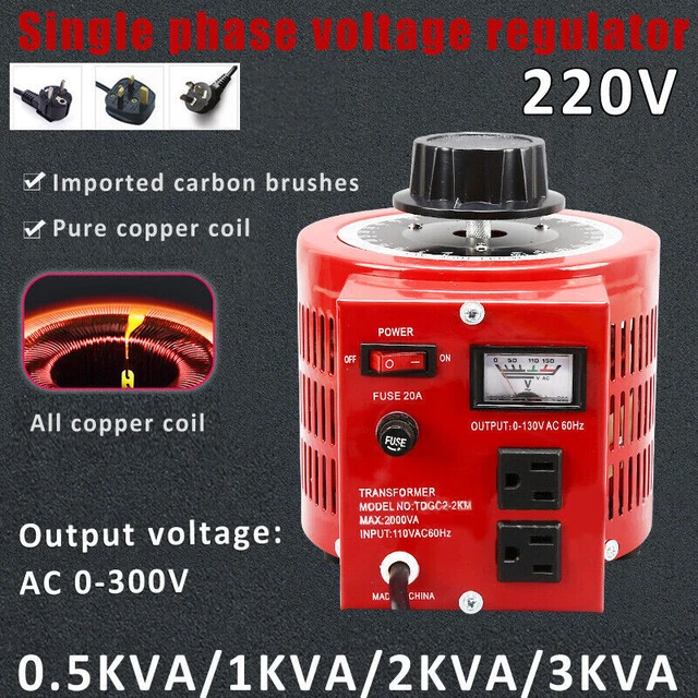 0.5/1/2/3 KVA 220V 0-300V Variac Transformer Metered Variable Voltage ...
