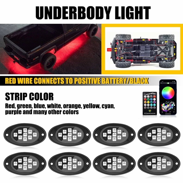 RGB 8X LED Pods Rock Lights Adapté Jeep Offroad Bateau Camion UTV ATV ...