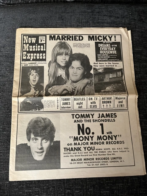 NME MAGAZINE 27 Jul 1968 Jimi Hendrix Beatles Elvis Equals see Contents ...