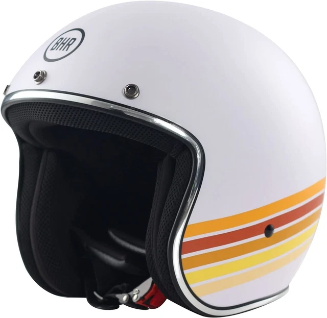 CASCO MOTO JET Vintage Cafe' Racer Custom Bhr 811 Vintage Retro' Bianco ...