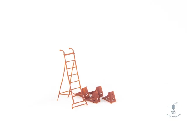 1/48 3D PRINTED Boarding Ladder and Wheel chocks (type 1) for Mig-21 ...