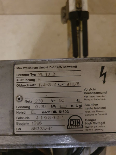 WEISHAUPT WL 10-B H Ölbrenner 16,5-38 kW EUR 250,00 - PicClick DE