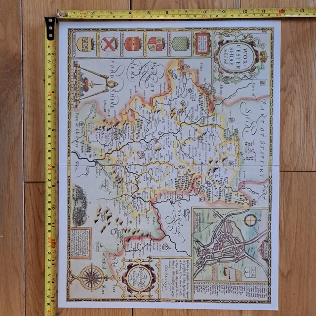 TUDOR MAP OF Worcestershire by John Speed £3.99 - PicClick UK