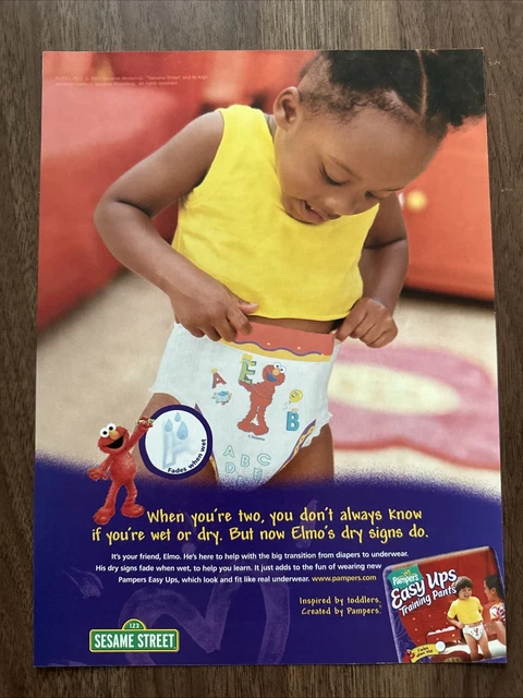 PAMPERS EASY UPS Diapers Print Ad/Wall Art Vintage 2003 Elmo 123 Sesame ...