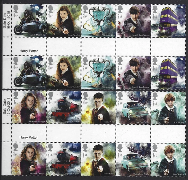 GREAT BRITAIN 2018 Harry Potter Left Hand Gutter Pairs Unmounted Mint ...