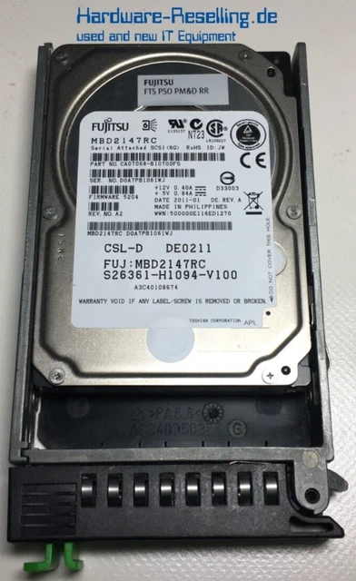 FUJITSU FSC 146GB 2,5 Zoll HDD SAS 10K 6G MBD2147RC A3C40108674 A3C40101974 EUR 39,99 - PicClick DE