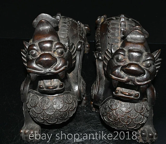 9.6& OLD CHINESE Copper Dynasty Palace Pixiu Beast Statue sculpture ...