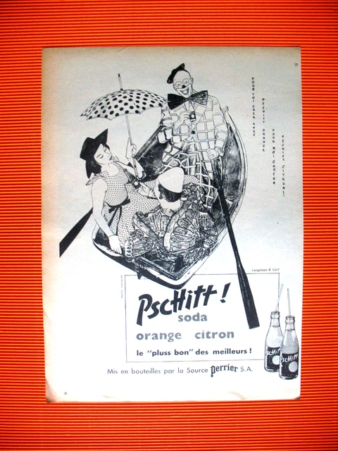 PUBLICITE DE PRESSE Perrier Pschitt Soda Duo De Clowns Barque French Ad ...