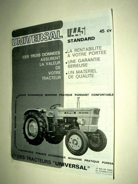 PROSPECTUS TRACTEUR UNIVERSAL U445 Tractor Traktor Trattore Prospekt Brochure EUR 8,99 - PicClick DE