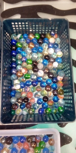VINTAGE MARBLES 2KG Lot 80s 90s Decent Condition Mixed colors styles ...