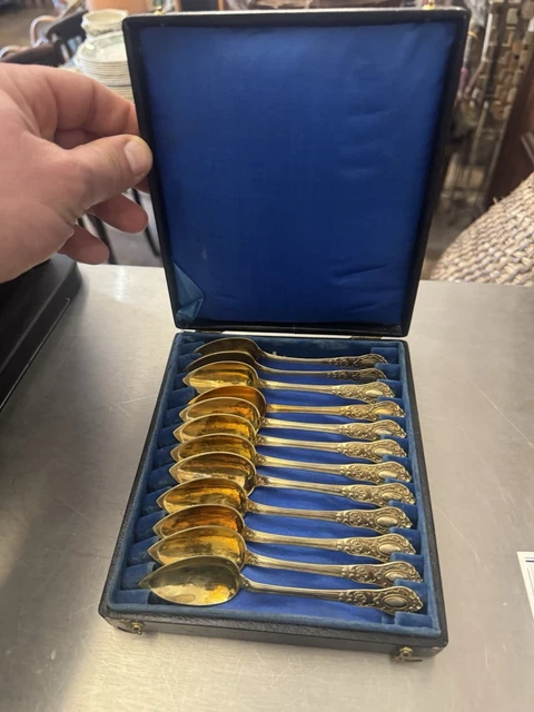 12 PETITES CUILLÈRES de BERTHIER PHILIPPE en VERMEIL : ARGENT MASSIF ET ...