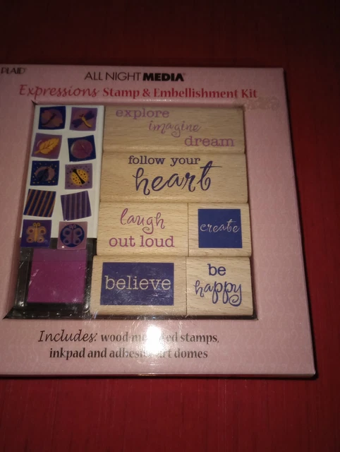 NEW ALL NIGHT Media "Expressions" stamp and embellishment kit x 6 £3.50 ...