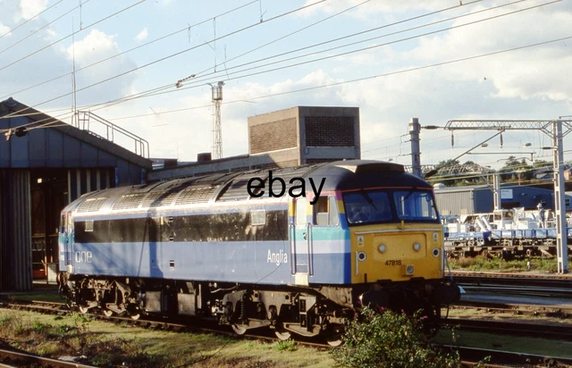 35MM RAILWAY SLIDE- Anglia 'One' Livery Class 47. 47818 @ Colchester £2 ...