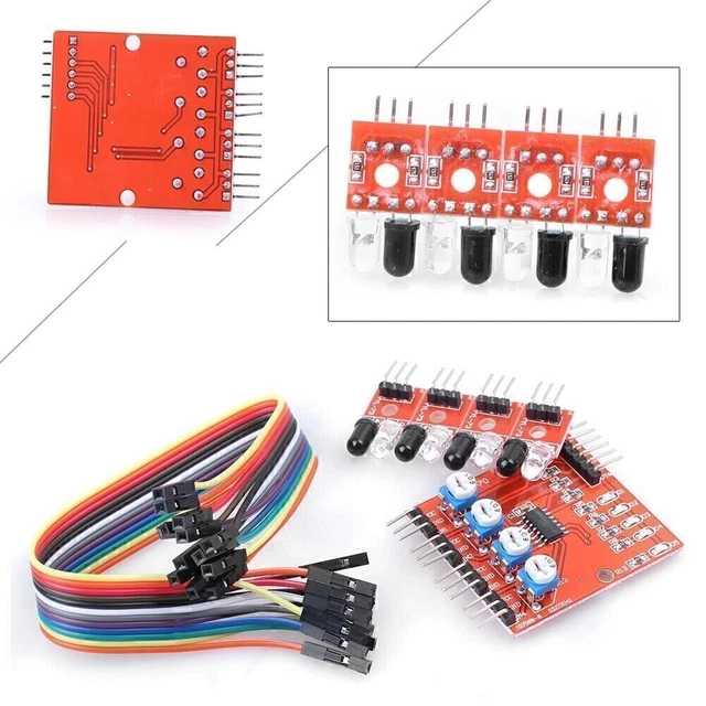 4-CHANNEL IR INFRARED Detector Tracking Sensor Module Set for Smart Car ...