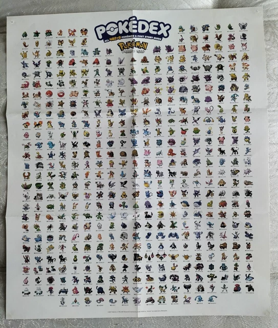 POKÉMON POKÉDEX DIAMOND & Pearl sprites wall chart, Gen I-IV Pokemon ...