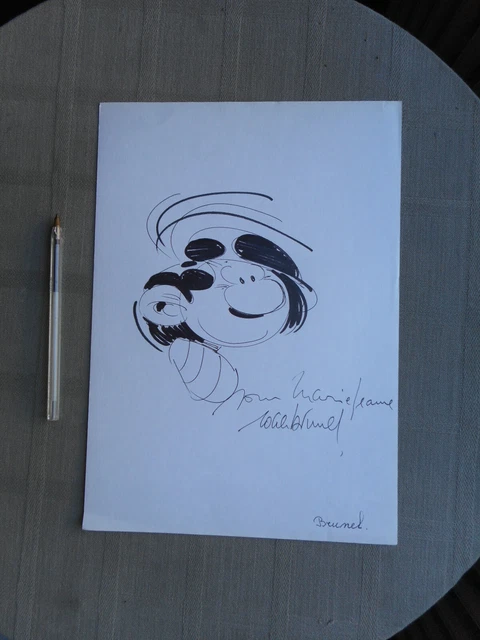 ROGER BRUNEL ORIGINAL Art Drawing Original Gaston Lagaffe On Sheet Tbe ...