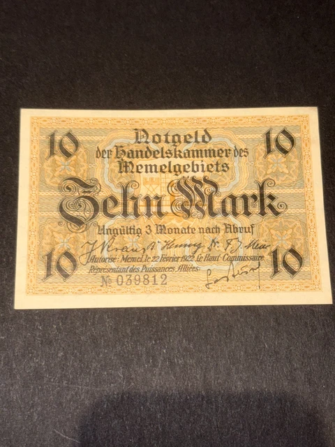 MEMEL BILLET De 10 Mark EUR 10,00 - PicClick FR