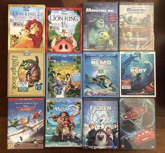 KIDS DISNEY BLURAY/DVD Lot 22 Movies Lion King Nemo Planes Monsters ...