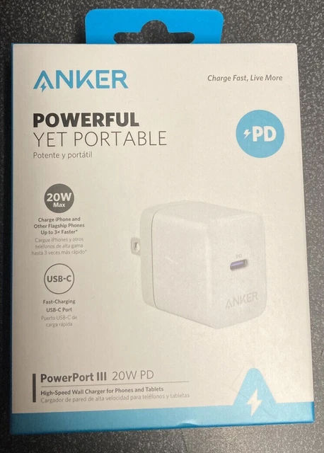 ANKER POWERPORT III 20W USB-C PD Power Delivery Wall Charger - White ...