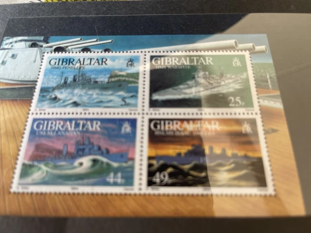“GIBRALTAR WORLD WAR II Ships mint Mini Sheet x4 stamps 1997”.FV£1.23.B ...
